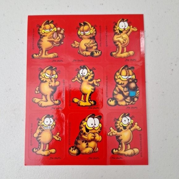 Design | Vintage 1978 Garfield The Cat Sticker Sheet Different Poses ...